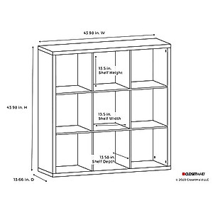 ClosetMaid 9 Cube Storage Shelf Organizer Bookshelf with Back Panel, Easy Assembly, Wood, Weathered Gray