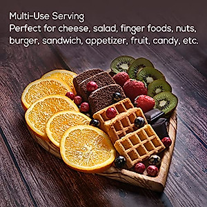 Crystalia Wooden Serving Plate, Handmade Natural Olive Wood Unique Heart Shaped Tray, Perfect for Any Occasion, Gift, Fruit, Snack, Food, Cakes & Nuts, European Dinnerware, Charger Plate