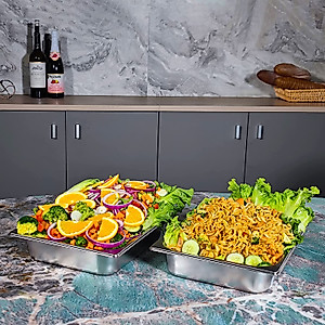 6 Pack Food Pan Commercial Tray Full Size 4" Deep Steam Table Stainless Steel Table Pan Restaurant Catering Hotel Food Warmers Cookware