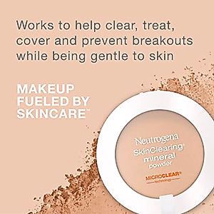 Neutrogena SkinClearing Mineral Acne-Concealing Pressed Powder Compact, Shine-Free & Oil-Absorbing Makeup with Salicylic Acid to Cover, Treat & Prevent Breakouts, Soft Beige 50.38 oz