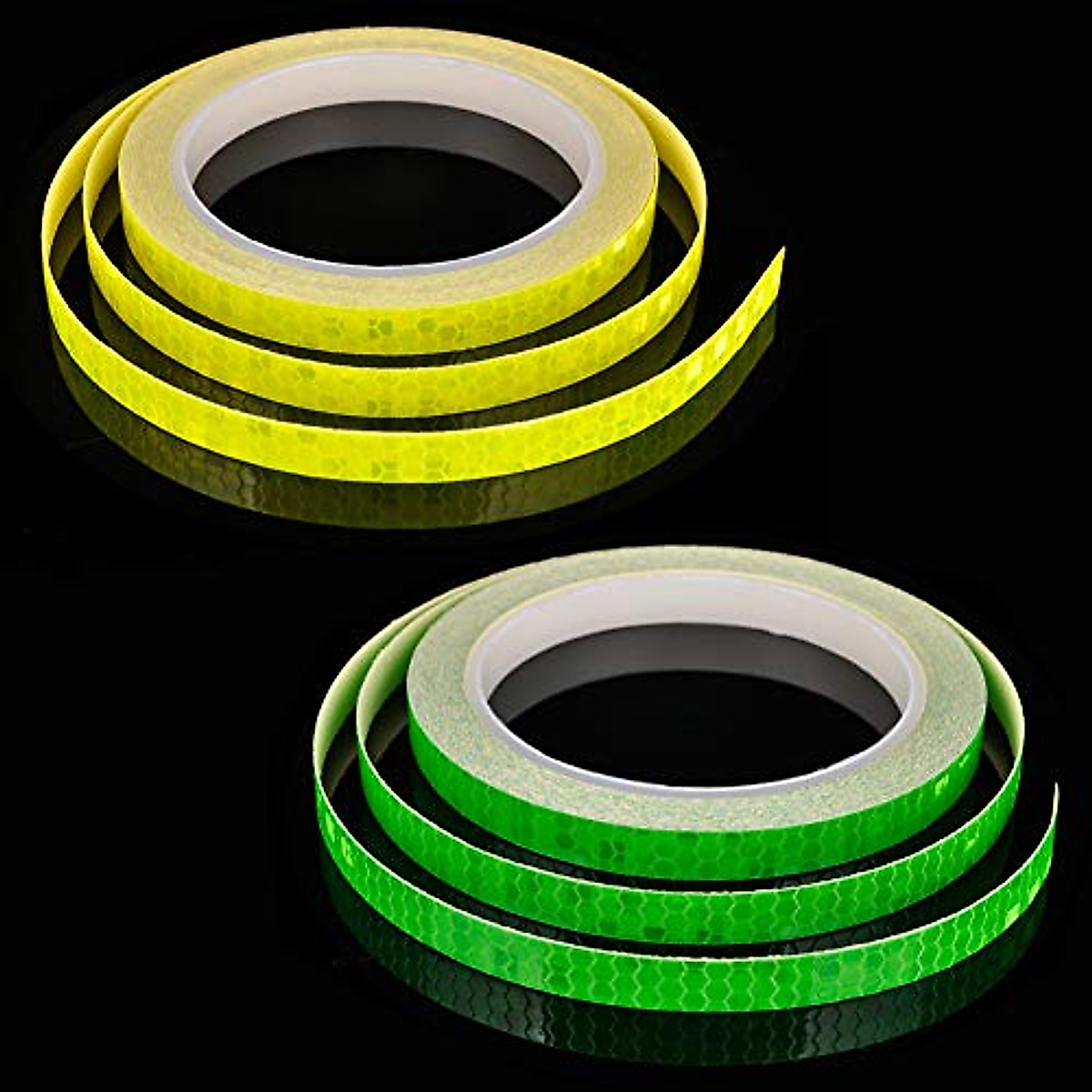 Reflective Tape Outdoor Safety Warning Lighting Sticker Waterproof Bike Reflector Tape for Car, Bicycle, Motorcycle Rim Self-Adhesive DIY Decoration (6 Colors-Blue Red Green White Yellow Black+orange)