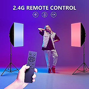 Neewer 2-Pack 2.4GHz LED Softbox Lighting Kit with Color Filter — 20” × 28” Softbox, 3200–5600K 48W Dimmable LED Light Head, 2.4GHz Remote, Light Stand & Red/Yellow/Blue Filter for Photo Studio Video