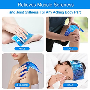 Pallesen Gel Ice Packs for Injuries Reusable Gel Reusable Hot Pack & Cold Pack Compress for Injury, Pain Relief, Rehabilitation, Flexible Therapy, for Knee, Back, Neck, Wrist, Ankle (5 Pack - Blue)