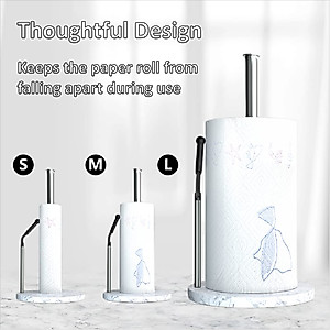 VANNESSE Paper Towel Holder Countertop with Weighted Non-Slip Base for Kitchen,Marble Paper Towel Holder Stand with Spring Arm(Brushed Nickel)