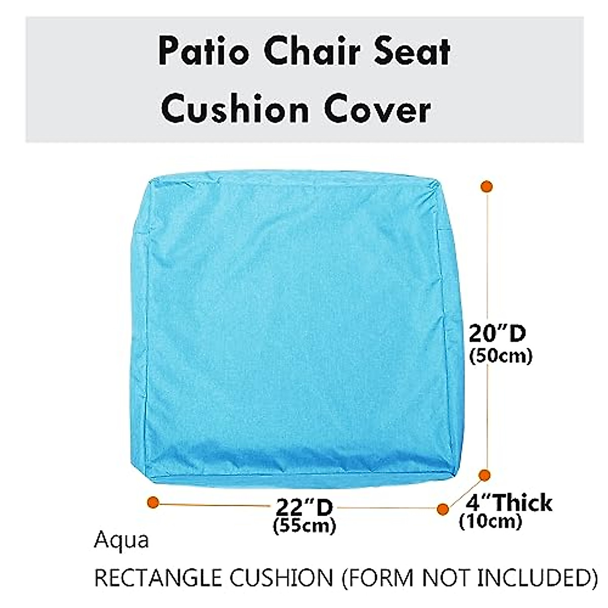 youngseahome Patio Seat Cushion Covers,Washable Slip Covers Replacement,Waterproof Outdoor Furniture Chair Cushion Pillow Seat Cover for Couch,Garden,Sofa,Aqua,22"×20"×4"(4 Covers Only)