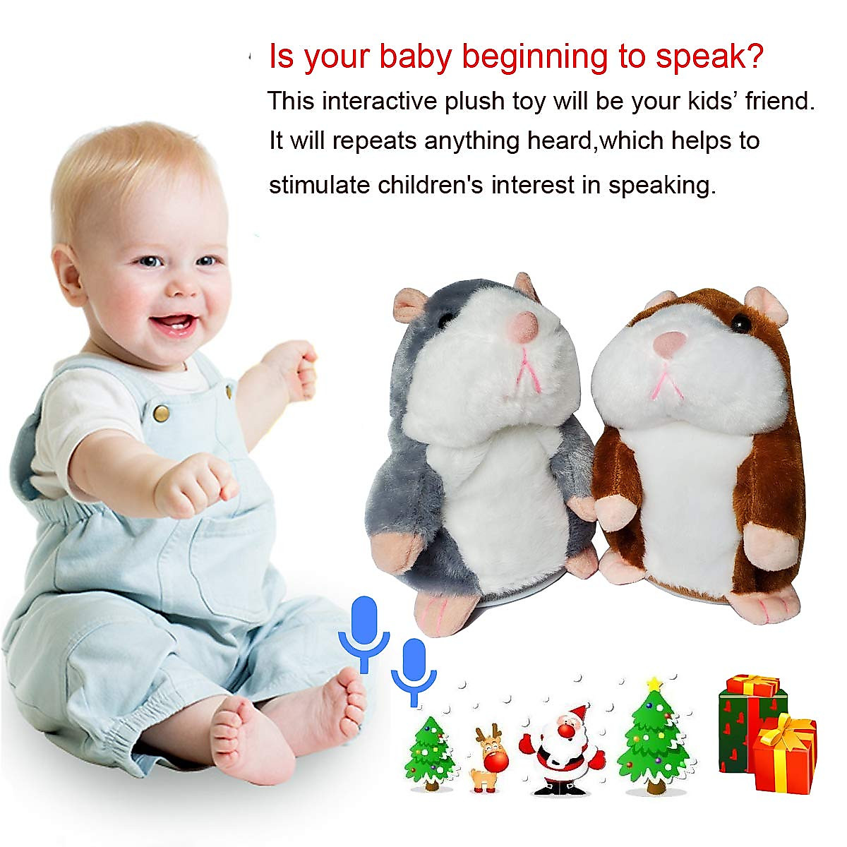 2 Pack Talking Hamster Toy Animal Talking Toys Repeats What You Say Mimicry Pet Talking Record for Boys and Girls