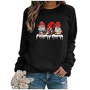 Dosoop Women's Christmas Crewneck Long Sleeve Sweatshirts Casual Loose Fit Faceless Doll Graphic Pullovers Tops Tee Shirts