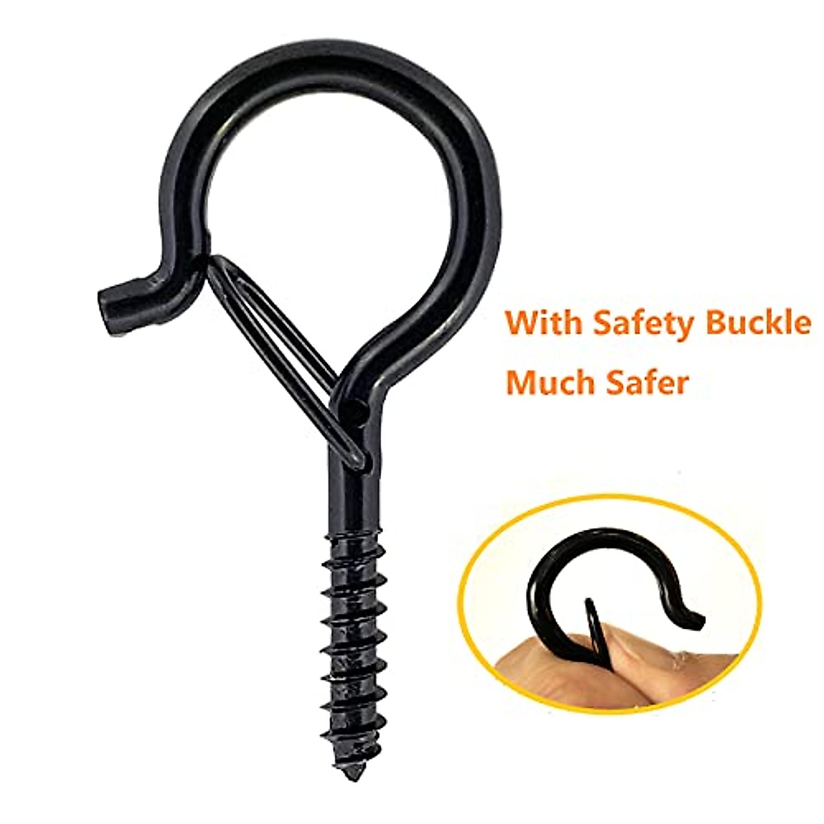 24 Pack Ceiling Hooks for Hanging Plants/ Outdoor String Lights, Screw Hooks with Safety Buckle, Wall Hangers and Light Hangers for Christmas Party Festival Decorations, Easy Release