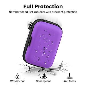 Hard EVA Earbud Case Earphone Carrying Case Holder Headphone Small Pouch Electronic Organizer Travel Bag for Phone Charger Cable, Cord, Bose Wired Earbuds, USB Flash Drive, SD Cards -Purple