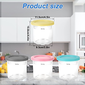 LUTER 4pcs Ice Cream Pint Containers, Containers Replacement for Ninja Creami Pints Ice Cream Containers with Lids for Omnikit with 4 Spoons Compatible with NC301 NC300 NC299AMZ Ice Cream Maker