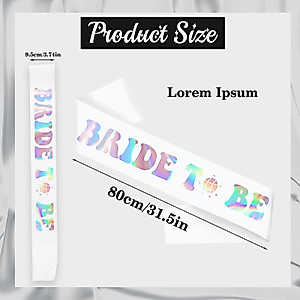 SKJIAYEE Bride to Be Iridescent Sash, Bachelorette Party Sash Decorations for Hen Party Bridal Shower Engagement Wedding Party, Glitter Iridescent White Sash for Bride - Bachelorette Favor
