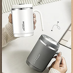 Livefunni Coffee Mug with Handle, 500ml Insulated Stainless Steel Coffee Travel Cup, Vacuum Reusable Coffee Cup with Lid, Keeping Warm & Cold (purple)