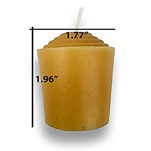 Beeswax Votive Candles - 4 Pack, 15 Hours Each, Over 60 Hours Burn Time - 100% Pure USA Bees Wax - Unscented - All Natural Light Honey Scent