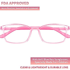 azuza Kids Blue Light Blocking Glasses 5 Pack, Anti Eyestrain & UV Protection, Computer Gaming TV Phone Glasses for Teens Boy Girls Age 3-14 (5pack Transparency)