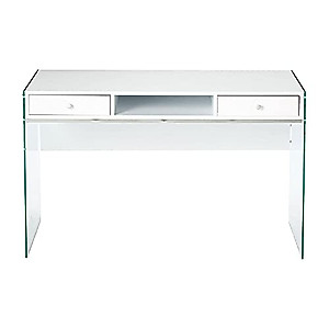 Coaster Home Furnishings Dobrev 2-Drawer Writing Desk Glossy White and Clear