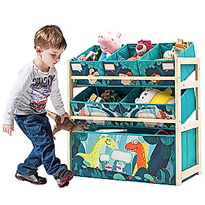 Jomifin Kids Toy Organizer for Boys Girls, 6 Storage Bins Large Storage Capacity Best Toy Storage Solution for Playroom, Nursery (Green) (Green)