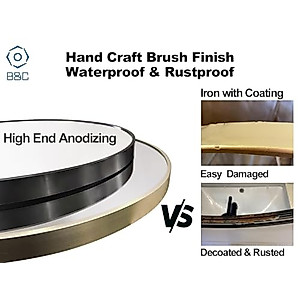 B&C 36 inch Round Mirror with 1-9/16" Matte Black Aluminum Frame, Black Metal Frame Circle Mirror, Circular Wall Mirror for Bathroom