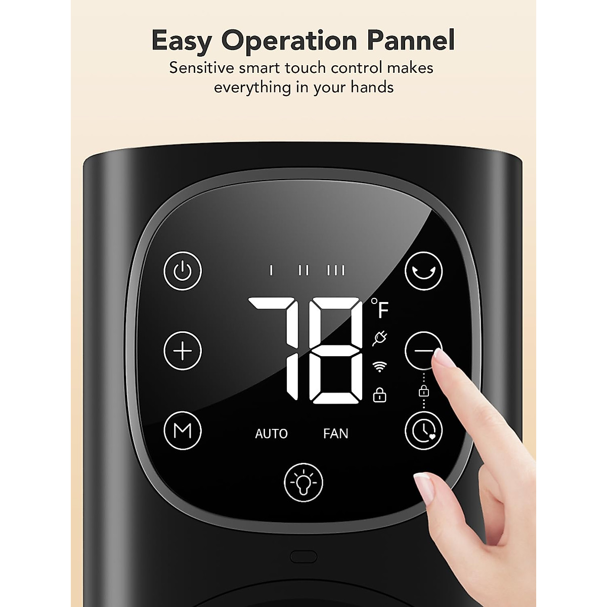 GoveeLife 24" Space Heater, 80° Oscillating Smart Electric Heater with Thermostat, WiFi APP & Voice Control, 4 Mode, 24H Timer, Night Light, 1500W Tower Ceramic Heater for Indoor Use, Large Room