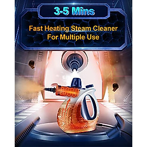 Handheld Pressurized Steam Cleaner with 11-Piece Accessory Set, Multi-Surface Steamer for Cleaning, All Natural Steam Cleaner for Home, Upholstery, Car, Floor, Grout and Tile