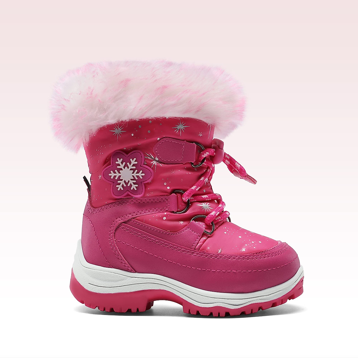 DREAM PAIRS Girls Toddler Snow Boots Slip Resistant Faux Fur Lined Mid Calf Little Kids Winter Shoes,Size 10 Toddler,Rose Red,SDSB2221K