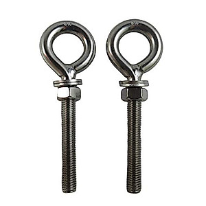 US STAINLESS 2 Pieces Stainless Steel 316 M10 Eye Bolt 10mm x 60mm (3/8" x 2 3/8") Marine Grade Pitch of 1.5