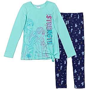 Disney Frozen Elsa Anna Little Boys Long Sleeve Graphic T-Shirt & Leggings Blue 7-8