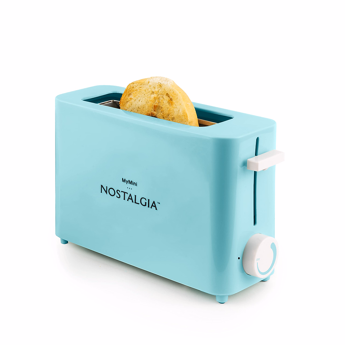 Nostalgia MyMini Single Slice Toaster, Extra Wide Slot, Adjustable Temperature, Removable Crumb Tray, Aqua