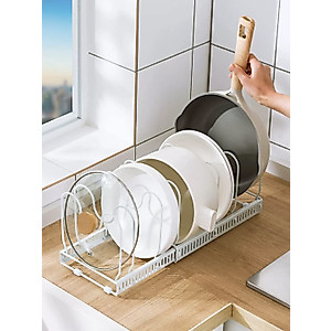 MQUMSA Adjustable Pot and Pan Organizer for Cabinet, 12-23 in, Black, Plastic and Iron