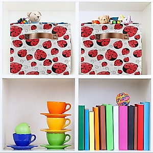 Ladybird Storage Basket Bins Collapsible Toy Storage Bins with Handles Laundry Baskets for Playroom Living Bed Room Office Clothes Nursery,1 pcs