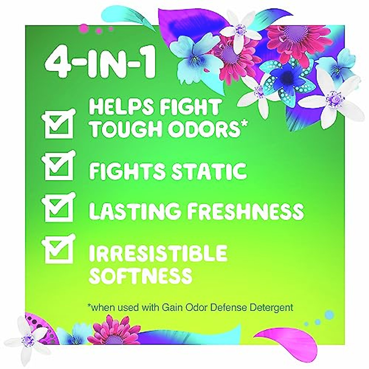 Gain + Odor Defense Fabric Softener Dryer Sheets, Super Fresh Blast Scent, 120 ct