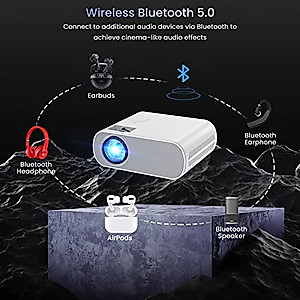 HOMPOW Projector, Native 1080P Full HD Bluetooth Projector with Speaker, 9500 Lumens Outdoor Portable Movie Mini Projector Compatible with Laptop, Smartphone, TV Stick, Xbox, PS5