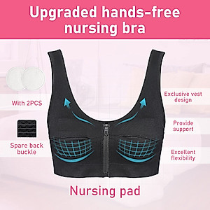 Lictin Pumping Bra Hands,Pumping and Nursing Bra in One,Adjustable Breast Feeding Bras with Zipper,Suitable for Breastfeeding-Pumps by Medela,Lansinoh,Philips Avent, Spectra Black,Below S Size