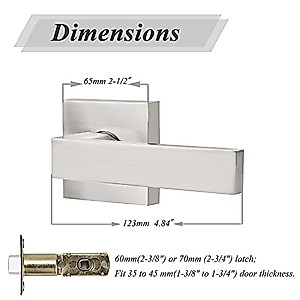 Probrico Square Passage Door Levers Set Keyless Interior Door Handles Brushed Nickel Finish, 6 Pack