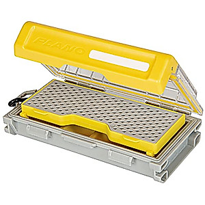 Plano Edge Micro Fly Storage Box, Gray and Yellow, Waterproof and Rust-Resistant Customizable Fishing Tackle Organization