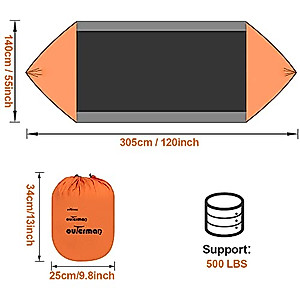 Outerman Camping Hammock with Mosquito Net, Portable Single Hammock with Tree Straps, Easy Setup, Lightweight Nylon Parachute Hammocks for Indoor, Outdoor, Backpacking, Travel, Patio, Hiking (Gray)