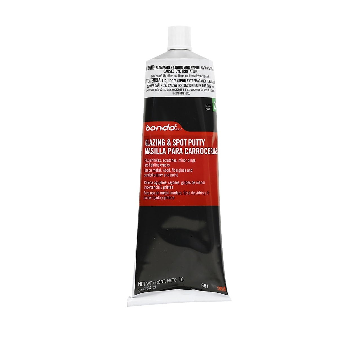 Bondo Glazing and Spot Putty, Fills Pinholes, Scratches, Minor Dings & Hairline Cracks, 16 oz, 1 Tube