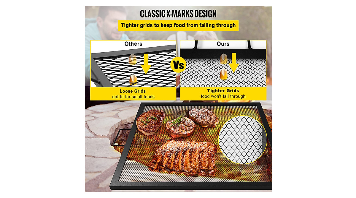 VEVOR Rectangle Fire Pit Grate - 36" Cooking Area