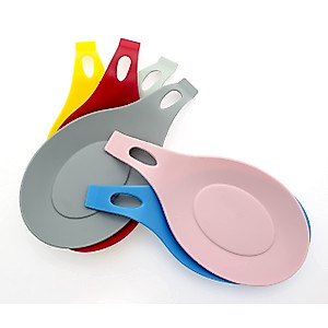 6Pcs Silicone Spoon Rest Counter Spatula Holder Spoon Rest For Kitchen Counter(Mixed Color)