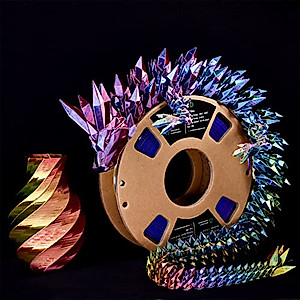 OVV3D 3D Printer Filament, Tri-Colors PLA Filament 1.75mm, Coextrusion Silk PLA Filament, Rainbow PLA Filament with Silk PLA Red-Yellow-Blue, 3D Printing Filament +/-0.02mm, 1kg/2.2lbs