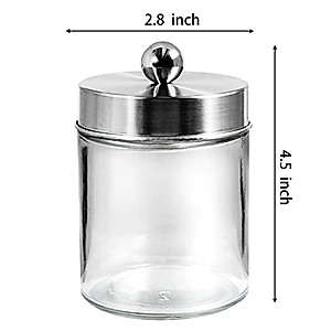 3 Pack Apothecary Jar Canisters Bathroom Vanity Organizer for Qtips+Mason Jar Toothbrush Holder with 16 Ounce Ball Mason Jar - Rustic Farmhouse Decor Black Bathroom Accessories - Brushed Nickel