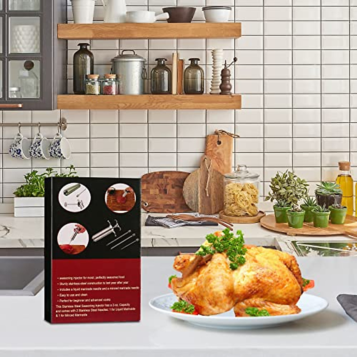 Lelefa 304-Stainless Steel Meat Injector with 3 Needles, 2-oz Capacity, Turkey Injector for BBQ Grill Smoker, Meat Injector Syringe with Paper User Manual