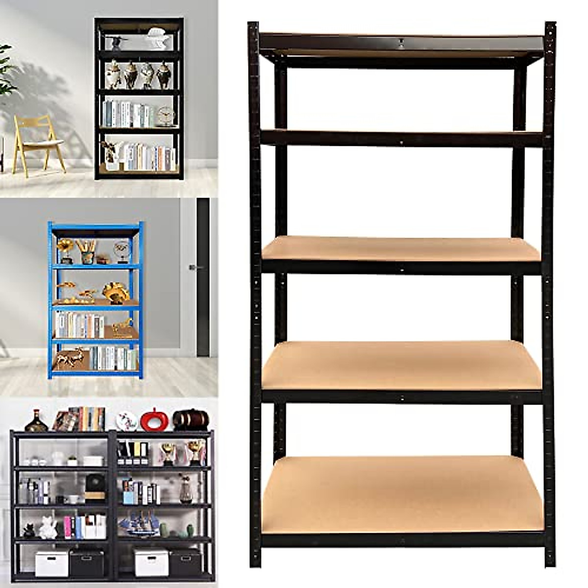 Shelf Organizer - Garage Shelves, Heavy Duty Metal Shelving Unit, Storage Shelf, Utility Rack, Standing Racking Units for Kitchen Pantry Closet Workshop Shed, 5 Tier, 77x39x20inch(H*W*D), Black