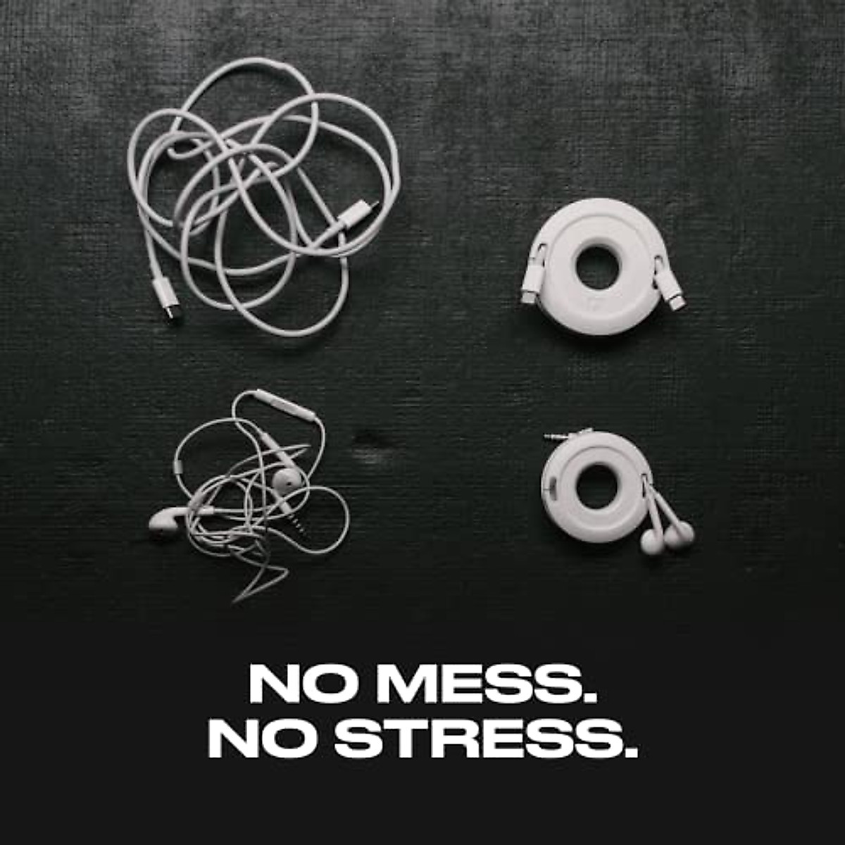 Fuse Side Winder Mini and Max Headphone, Earbud and Charging Cable Winder and Organizer Perfect for Wrapping Earbuds and Cords for Travel and Organization (Max (2-Pack), White)