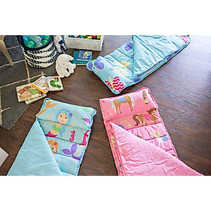 Wildkin Microfiber Nap Mat with Reusable Pillow for Boys and Girls, Perfect for Daycare and Preschool Toddler Sleeping Mat, Soft Cotton Blend Materials Nap Mat for Kids (Horses)