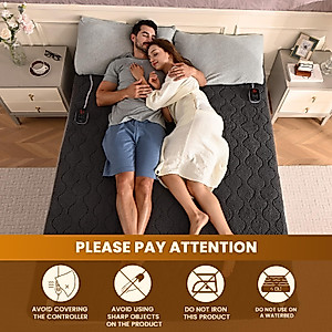 Bearhug Electric Heated Mattress Pads King Size Dual Controllers 78”×80” Sherpa Bed Warmer 21” Deep Pocket 10 Heat Settings 12-Hour Timer Machine Washable Gray