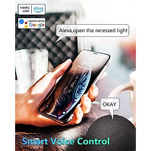 Kaqur Smart Recessed Lighting 4 Inch, 10W 1000lm RGBCW Smart WiFi Recessed Lights with Junction Box, Smart LED Ceiling Light Work with Alexa/Google Assistant, Smart Can Lights APP Control, 8 Pack