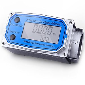 Flow Meter 3/4 Inch Digital LCD Display with NPT Counter Waterproof Oil Flowmeter Kerosene Diesel Fuel Flow Water Flow Meter, Switch Between GAL(Gallons), QTS, PTS, L, and m³ Units