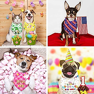 9 Pieces Holidays Dog Bandanas Patriotic Dog Bandanas 4th of July Dog Bandanas Adjustable Dog Scarf Washable Dog Scarves for Thanksgiving Halloween Christmas PET Costume Supply (Fresh Pattern)