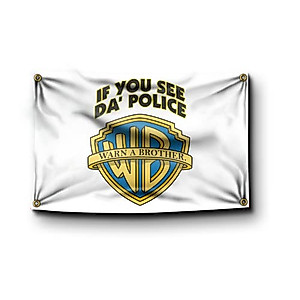 Banger - "IF YOU SEE DA' POLICE WARN A BROTHER" Funny Motivational Inspirational Office Gym Dorm Wall Decor Design on a 3X5 Feet Flag with 4 Grommets for Easy Hanging. Authentic BANGER FLAG