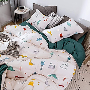Dinosaur Duvet Cover Cute Animal Printed Comforter Cover King Size for Boys Teens Kids Lovely Dinosaur Pattern Bedding Set Girls Women Home Bedroom Decor 3Pcs Soft Reversible Bedclothes, Zipper